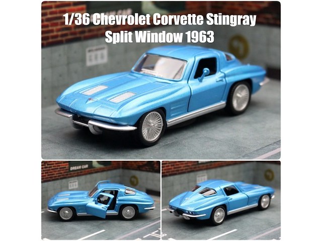 1:36 RMZ City 1963 Chevrolet Corvette Stingray, plavi