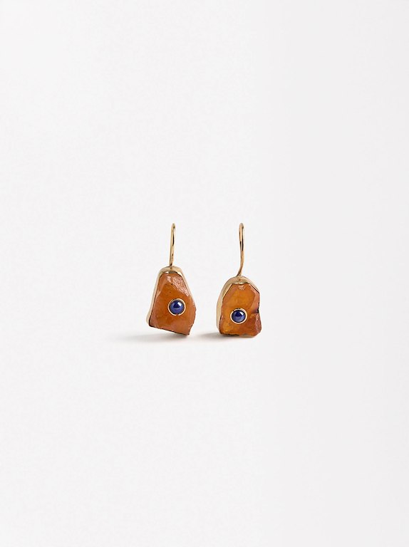 Square Earrings With Stone