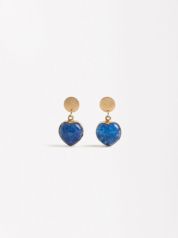 Heart earrings with stone