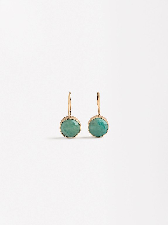 Round Earrings With Stone