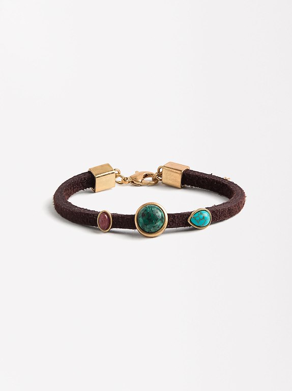 Leather Cord Bracelet With Stones