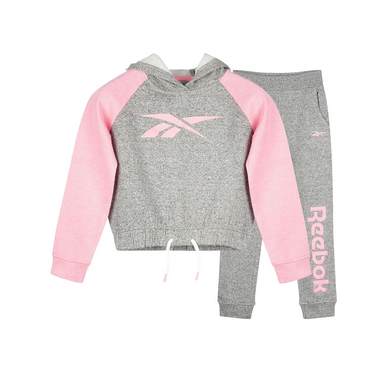 REEBOK Komplet trenerka za devojčice, Krop top, Sivo - roze