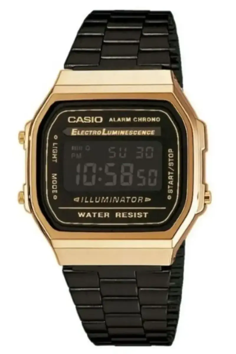 CASIO Muški sat A168WEGB-1BDF, Crno-zlatne boje