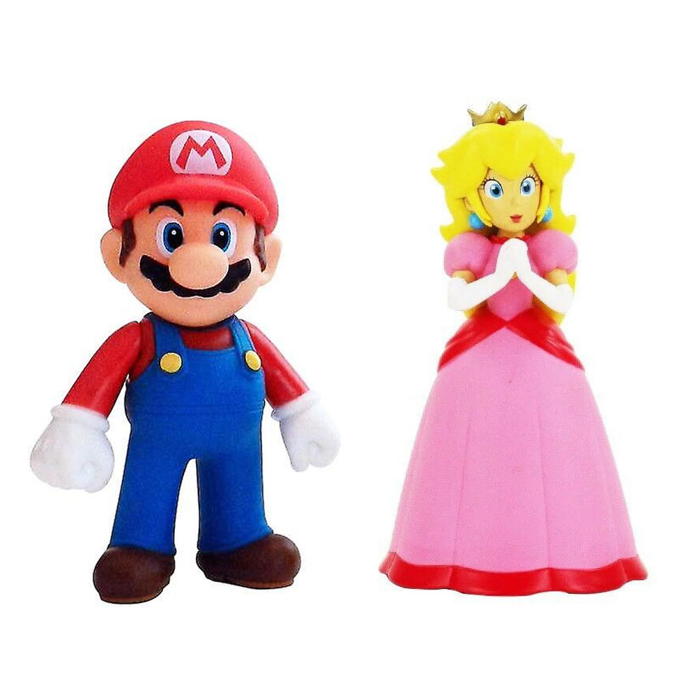 Super Mario Action Figures - Mario and Princess Peach