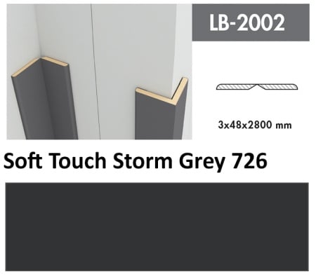 Profil Zidni MDF LB-2002 Soft Touch Storm Grey (726) 2800x48x3mm ( 026-061 )