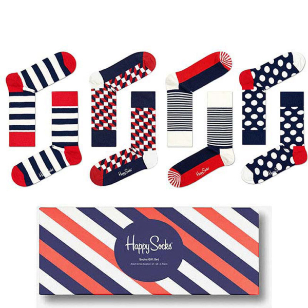 HAPPY SOCKS HAPPY SOCKS UNISEX CARAPE 4-PACK CLASSIC NAVY SOCKS GIFT SET UNISEX