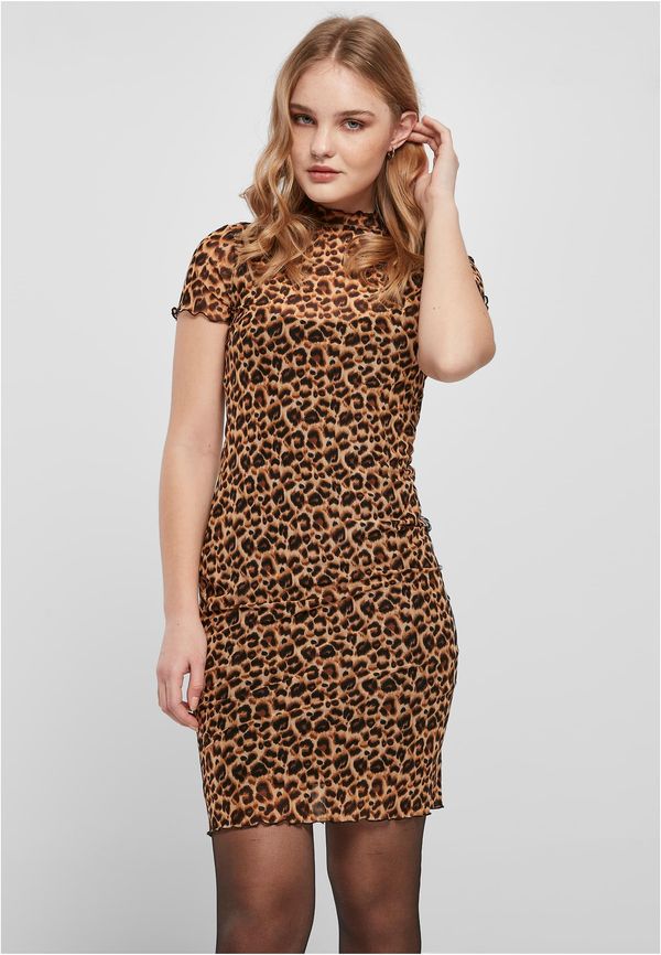 WOMEN'S DRESS WITH LEOPARD MESH