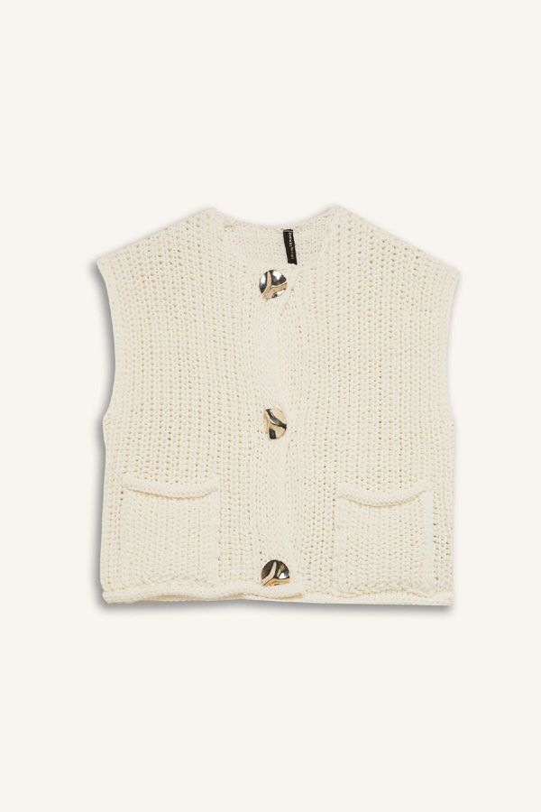 DEFACTO RELAX FIT BUTTONED POCKET KNIT VEST