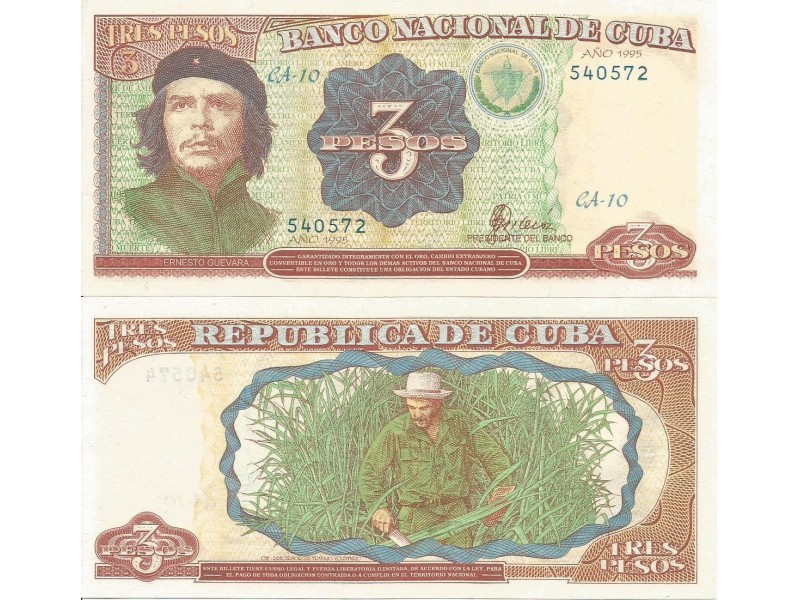 CUBA Kuba 3 pesos 1995. UNC Che Guevara