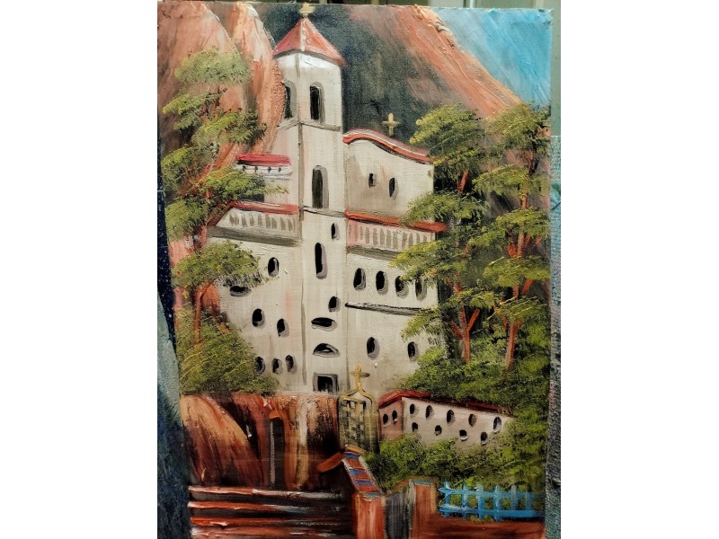 Manastir Ostrog 70x50cm ulje na platnu