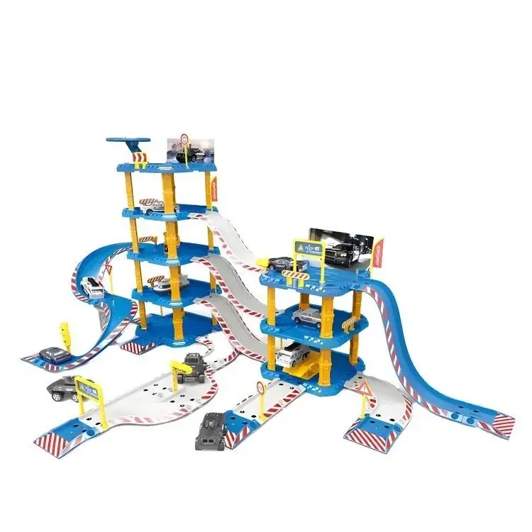 ECO TOYS Velika parking garaža policijska stanica, 4 nivoa,benzinska pumpa, 100 elemenata