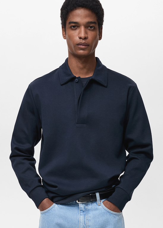 REGULAR-FIT COTTON POLO SWEATSHIRT