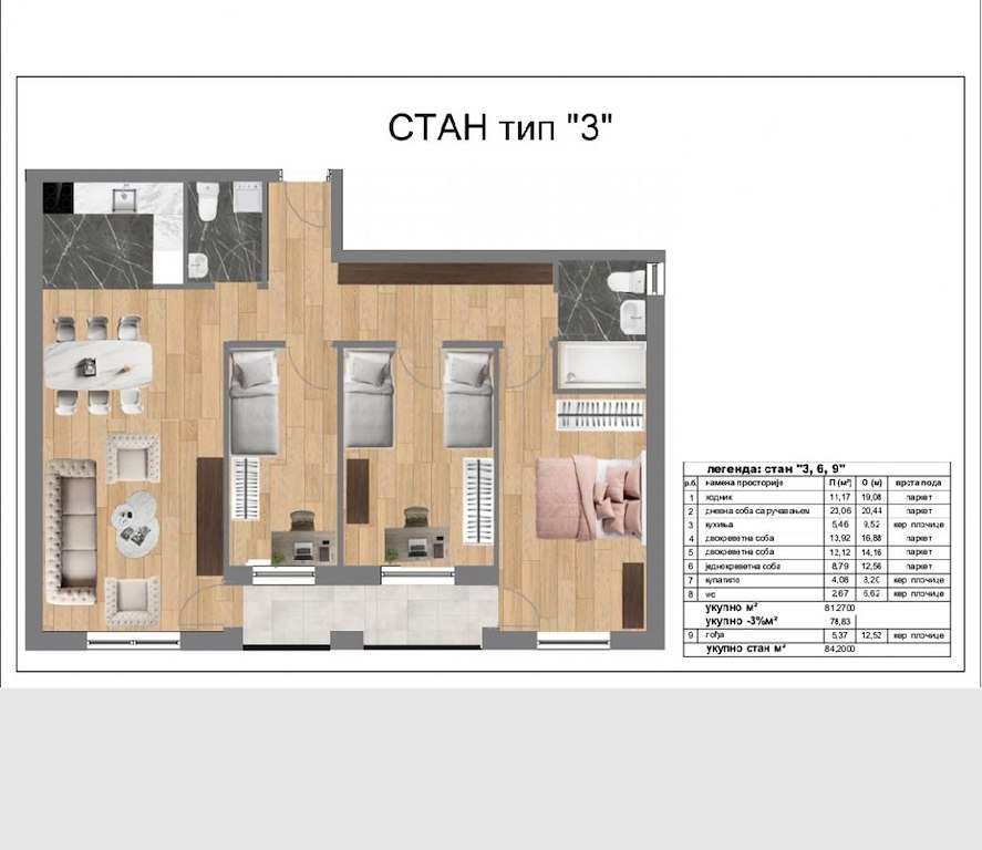 Stan 84. 20m2 u izgradnji, Niš, Pantelej cena 148. 900 evra