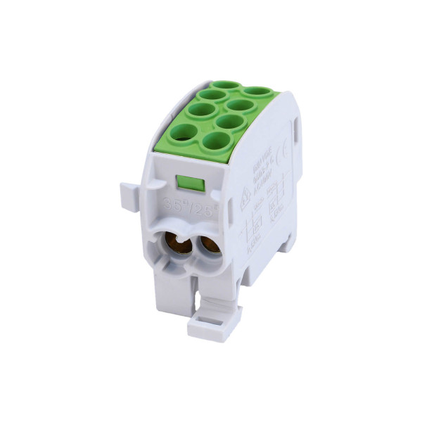 TERMINAL BLOCK FOR DIN RAIL 2X25MM2/2X35MM2, GREEN