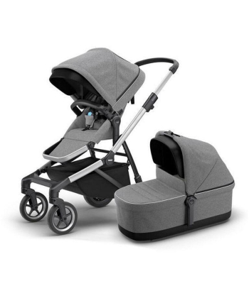 THULE Sleek kolica za bebe 2 u 1 sa kolevkom sa sivim ramom Grey Melange