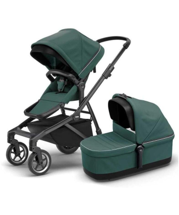 THULE Sleek kolica za bebe 2 u 1 sa kolevkom sa crnim ramom Mallard Green