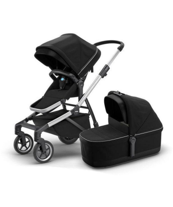 THULE Sleek kolica za bebe 2 u 1 sa kolevkom sa sivim ramom Midnight Black