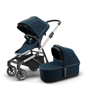 THULE Sleek kolica za bebe 2 u 1 sa kolevkom sa sivim ramom Navy Blue