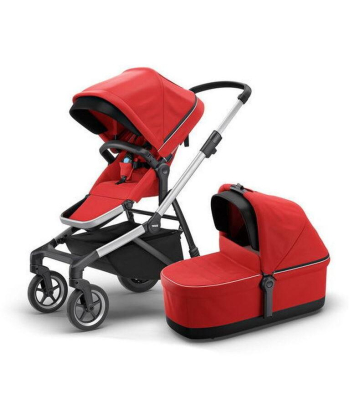 THULE Sleek kolica za bebe 2 u 1 sa kolevkom sa sivim ramom Energy Red