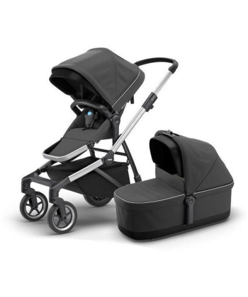 THULE Sleek kolica za bebe 2 u 1 sa kolevkom sa sivim ramom Charcoal Grey