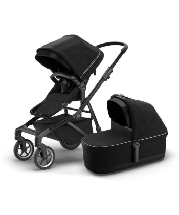 THULE Sleek kolica za bebe 2 u 1 sa kolevkom sa crnim ramom Midnight Black