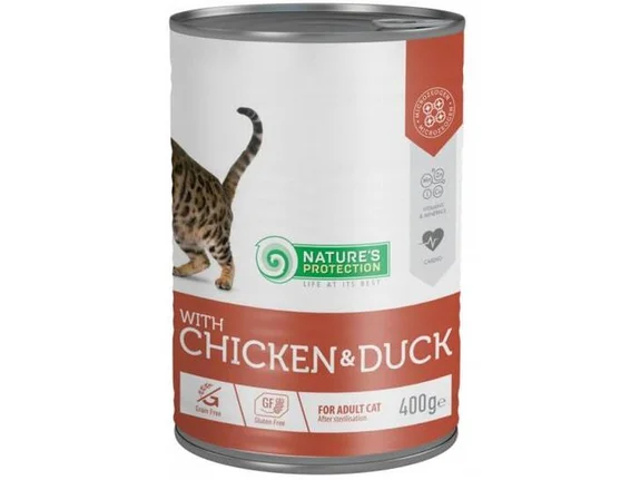 Nature's Protection vlažna hrana za mačke Neutered Piletina/Pačetina 400g