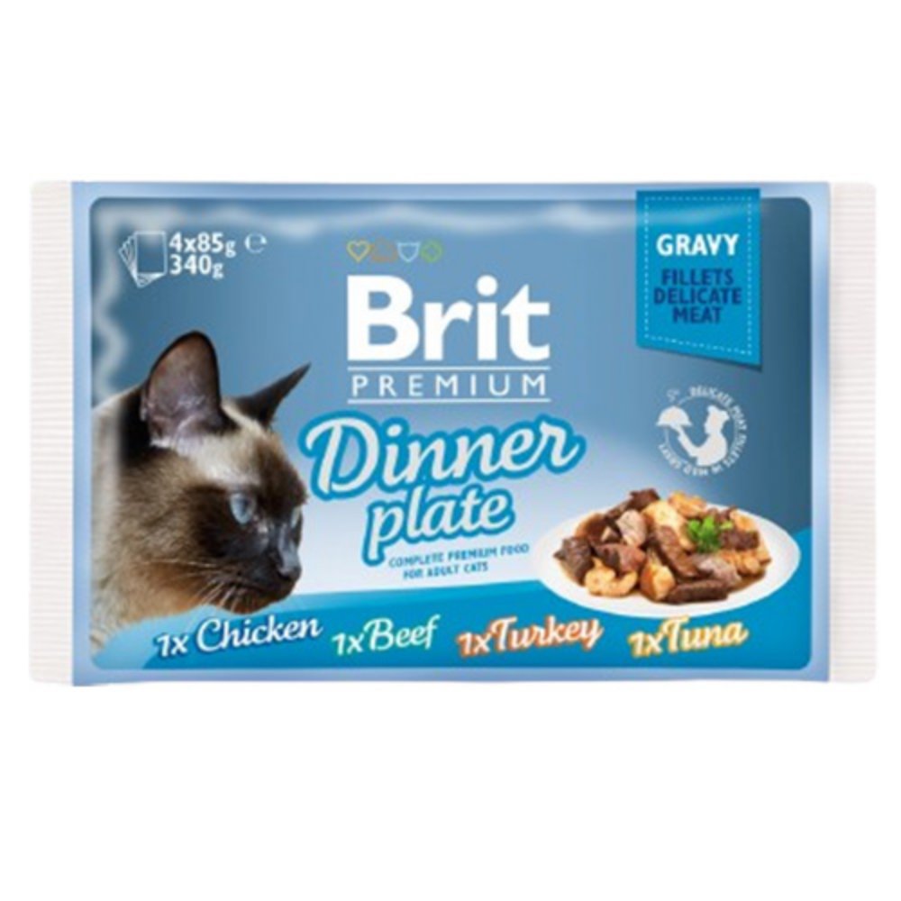 BRIT PREMIUM SOS ZA MACKE FILETI U SOSU PILETINA, CURETINA, GOVEDINA I TUNA 4X85G