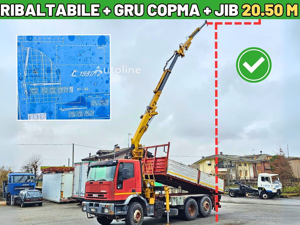 IVECO EUROTECH 190E30 CON GRU 20 M E GIB kiper