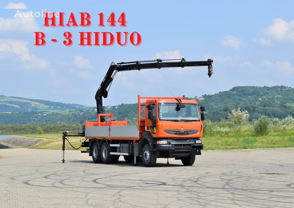 Renault KERAX 410 * HIAB 144 B-3 HIDUO / 6x4 * TOP kamion s ravnom platformom