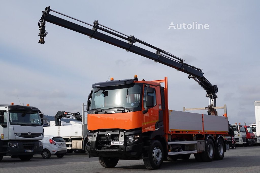 Renault C 430 / 6x4 / SKRZYNIOWY 6,5 M + HDS HIAB 188 B-3 / STEROWANIE R kamion s ravnom platformom