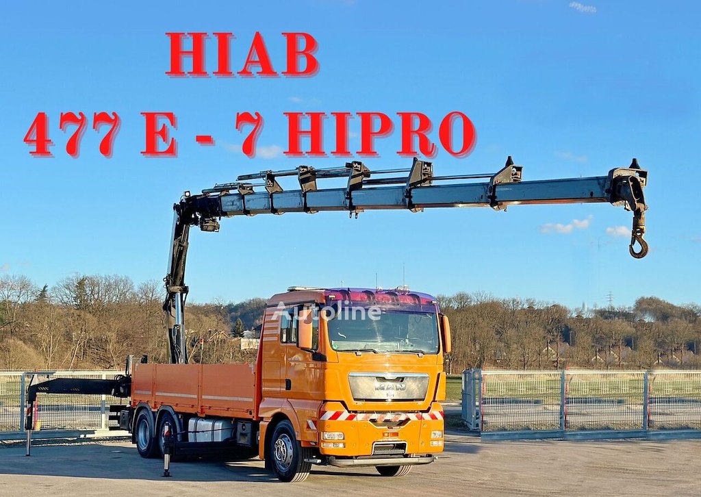 MAN TGX 26.440 * HIAB 477 E - 7 HIPRO / FUNK * 6x4 kamion s ravnom platformom