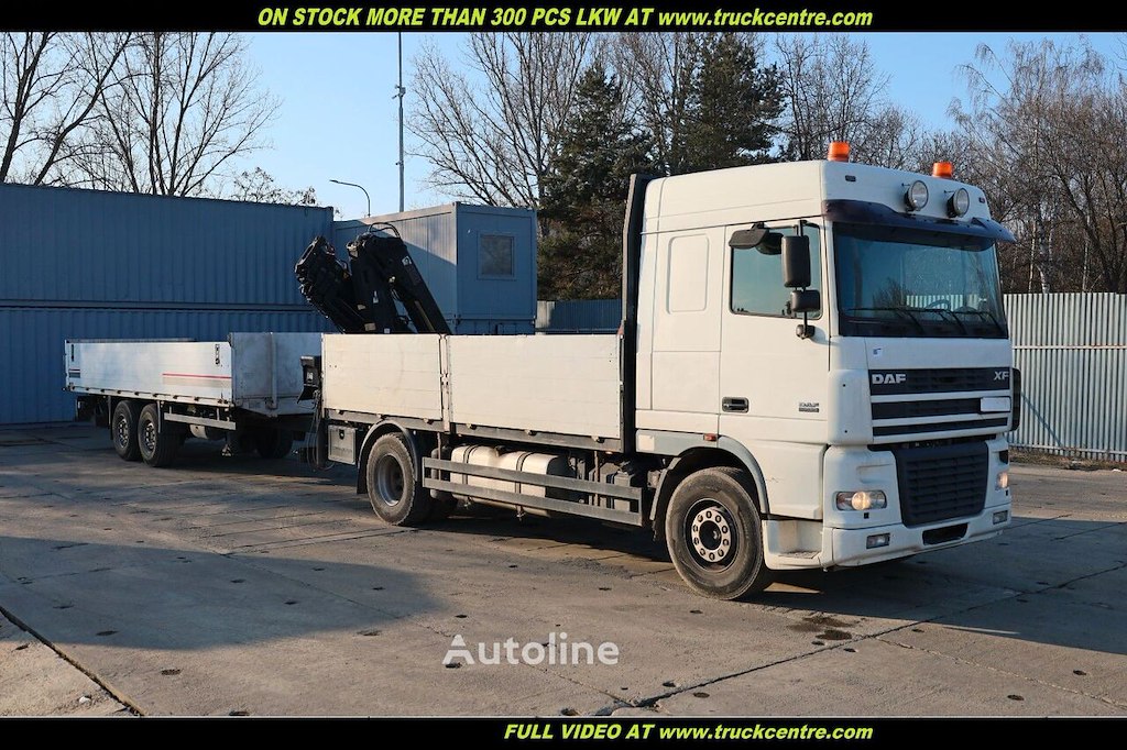 DAF 95.430, CRANE/KRAN HIAB+TRAILER, TAIL LIFT, SAF kamion s ravnom platformom + prikolica sa ravnom platformom