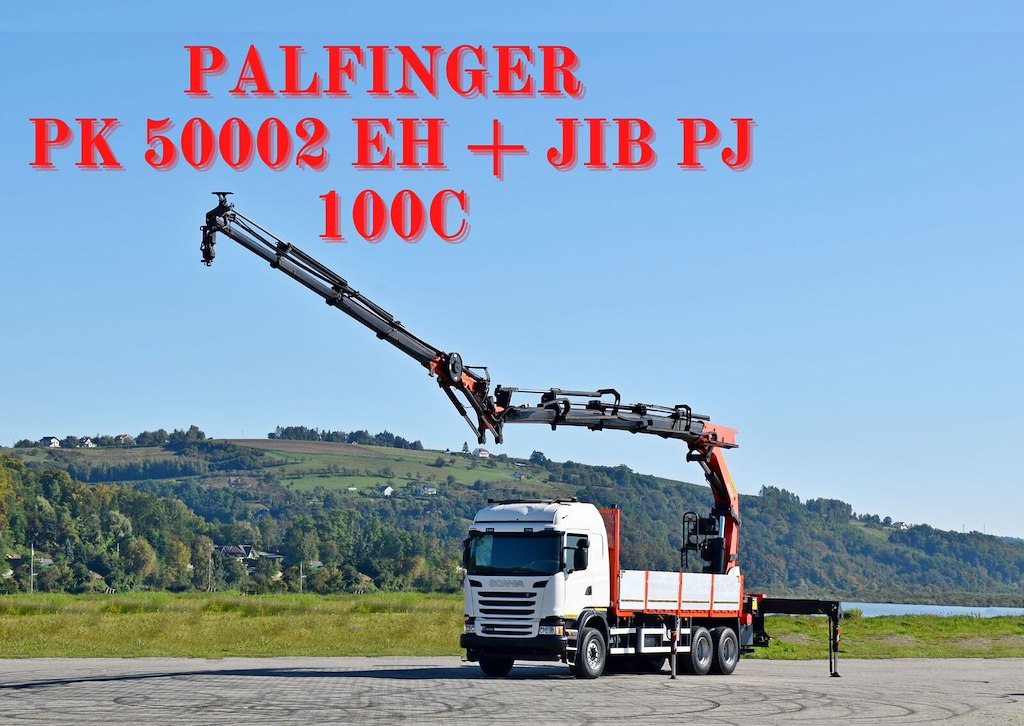 Scania G 490* PK 50002 EH + JIB PJ100C + FUNK /6x4 kamion s ravnom platformom