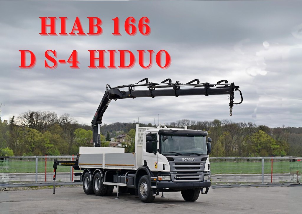 Scania P 360 * HIAB 166D S-4 HIDUO/FUNK * 6x4 kamion s ravnom platformom