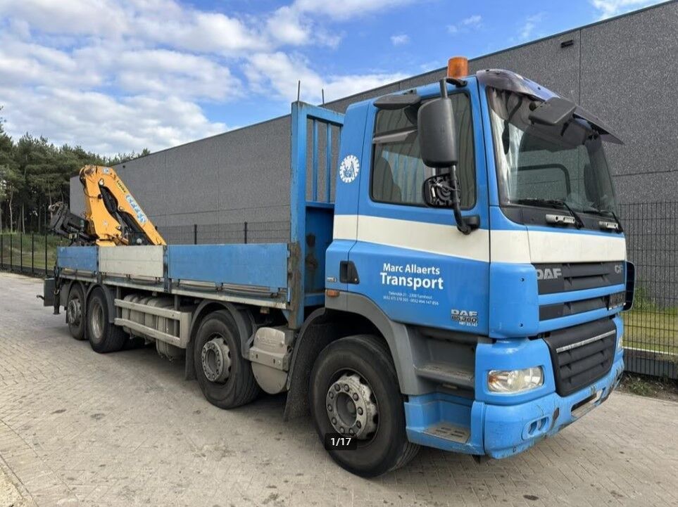 DAF CF 85.360 8x2 Flatbed + Crane EFFER 165-3S kamion s ravnom platformom