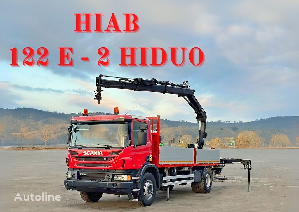 Scania P 280 * HIAB 122 E - 2 HIDUO + FUNK* TOPZUSTAND kamion s ravnom platformom