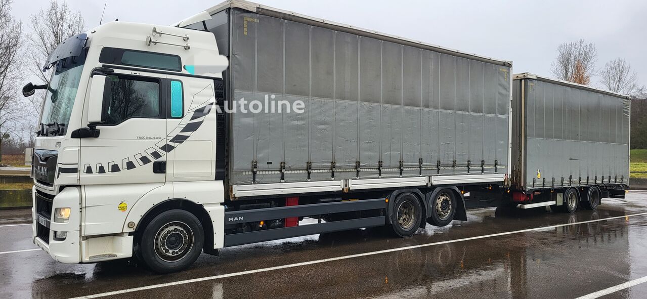 MAN TGX 26.480 6X2 TANDEM /EURO6/ kamion sa klizna zavesa cerada + prikolica sa kliznom ceradom