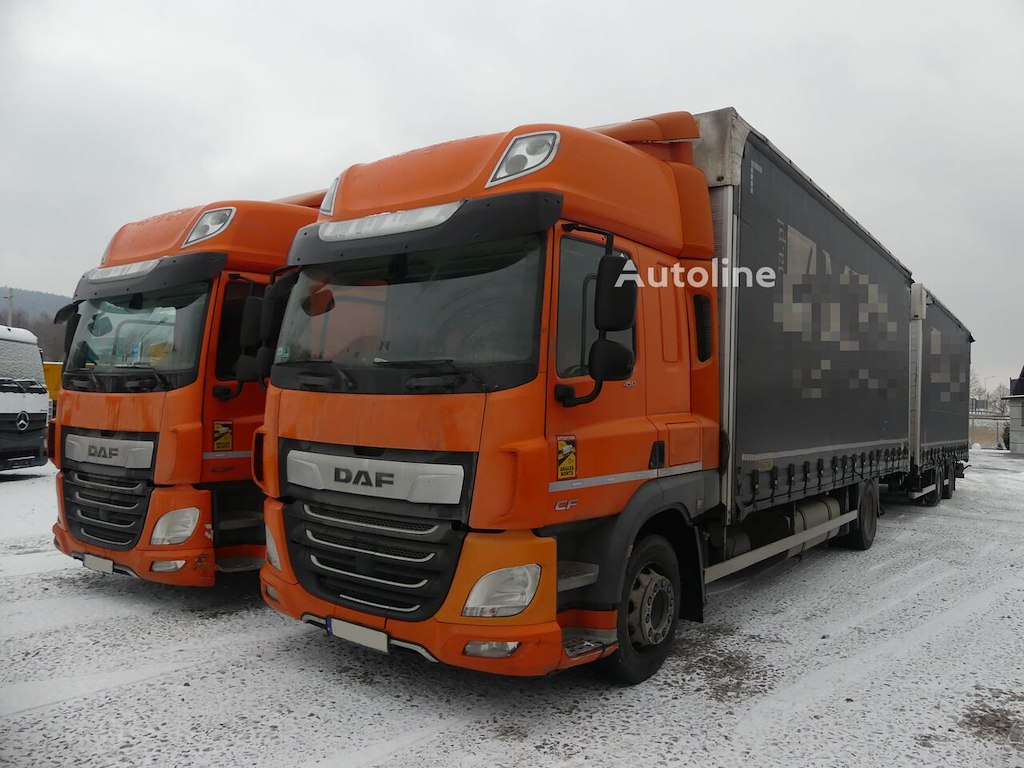 DAF CF 450 / ZESTAW PRZESTRZENNY 120m3 / TANDEM / GLOB / FIRANKA / A kamion sa klizna zavesa cerada + prikolica sa kliznom ceradom