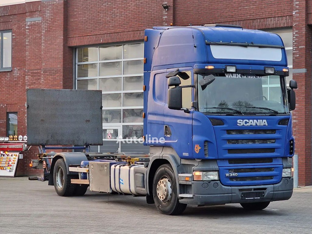 Scania R340 Topline 4x2 - Manual gearbox - Full air - Loadlift - 4 seat vozilo za prevoz kontejnera