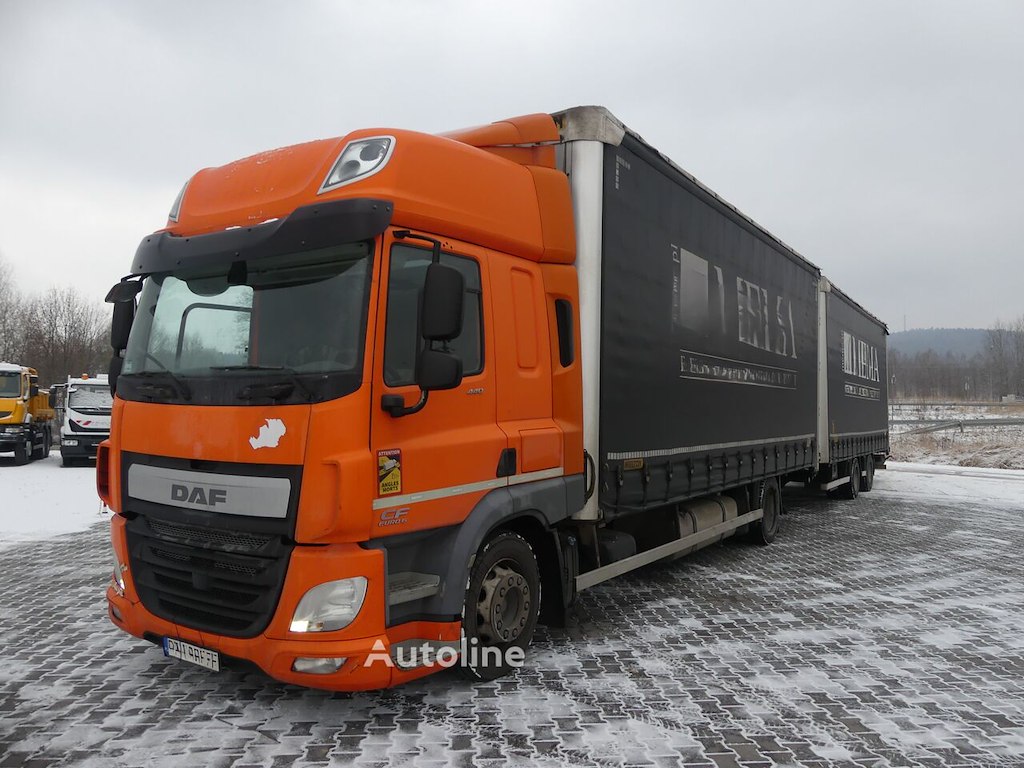 DAF CF 440 / ZESTAW PRZESTRZENNY 120m3 / TANDEM / GLOB / FIRANKA / A kamion sa klizna zavesa cerada + prikolica sa kliznom ceradom