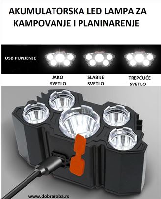 Punjiva, naglavna led lampa za kampovanje - novo