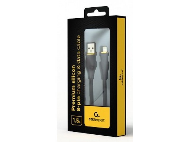 CC-USB2S-AM8PM-1.5M-BK Gembird Premium silicon 8-pin cable charging and data cable, 1.5 m, black