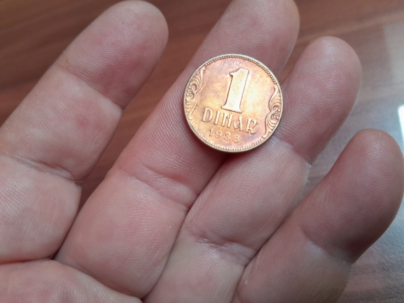 1 Dinar 1938 odlican visebojna patina