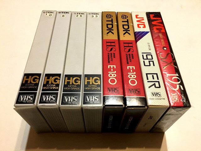 VHS Kasete - 8 komada - TDK, JVC - E-180, E-195, E-240