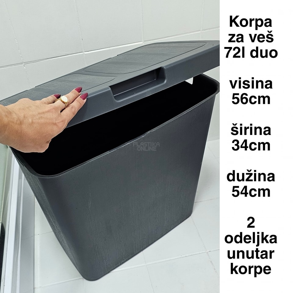 Korpa za veš 72l DUO – antracit