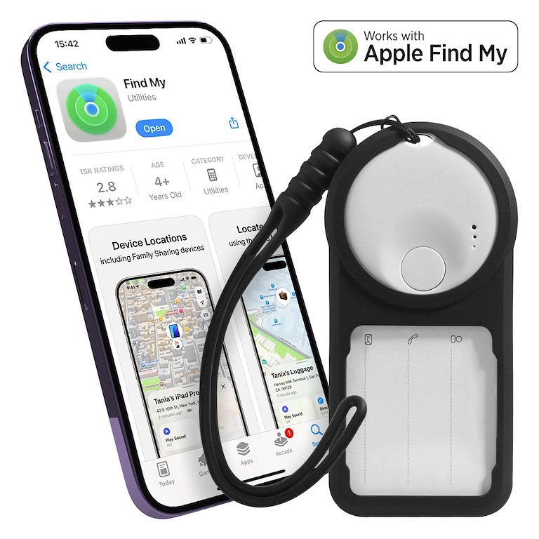 TAG FINDER, find my kartica za putnu torbu, crna