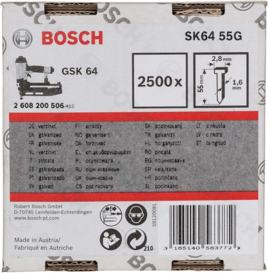 Bosch ravni ekser sa upuštenom glavom SK64 55G 1,6 mm, 55 mm, pocinkovana - 2608200506