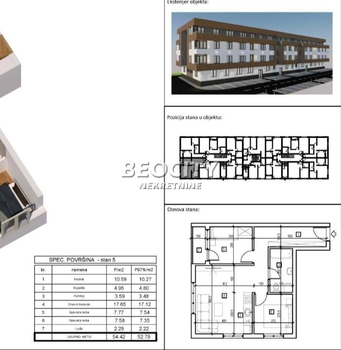 Dvosoban stan, 55 m2, Adice, Čerevićka ID: 116114