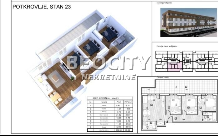 četvorosoban stan, 102 m2, Adice, Čerevićka ID: 116116