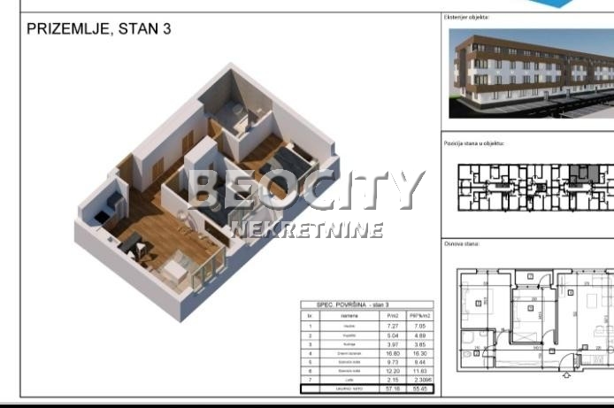 Dvosoban stan, 57 m2, Adice, Čerevićka ID: 116113